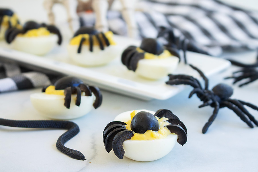 Creepy Crawly Deviled Eggs - Halloween Deviled Eggs Recipe - Perfect Keto